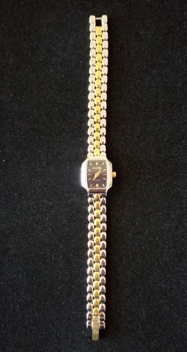 Elgin Two Tone Watch ELA193 Black Dial Link Band 6.25" Max Size New ...