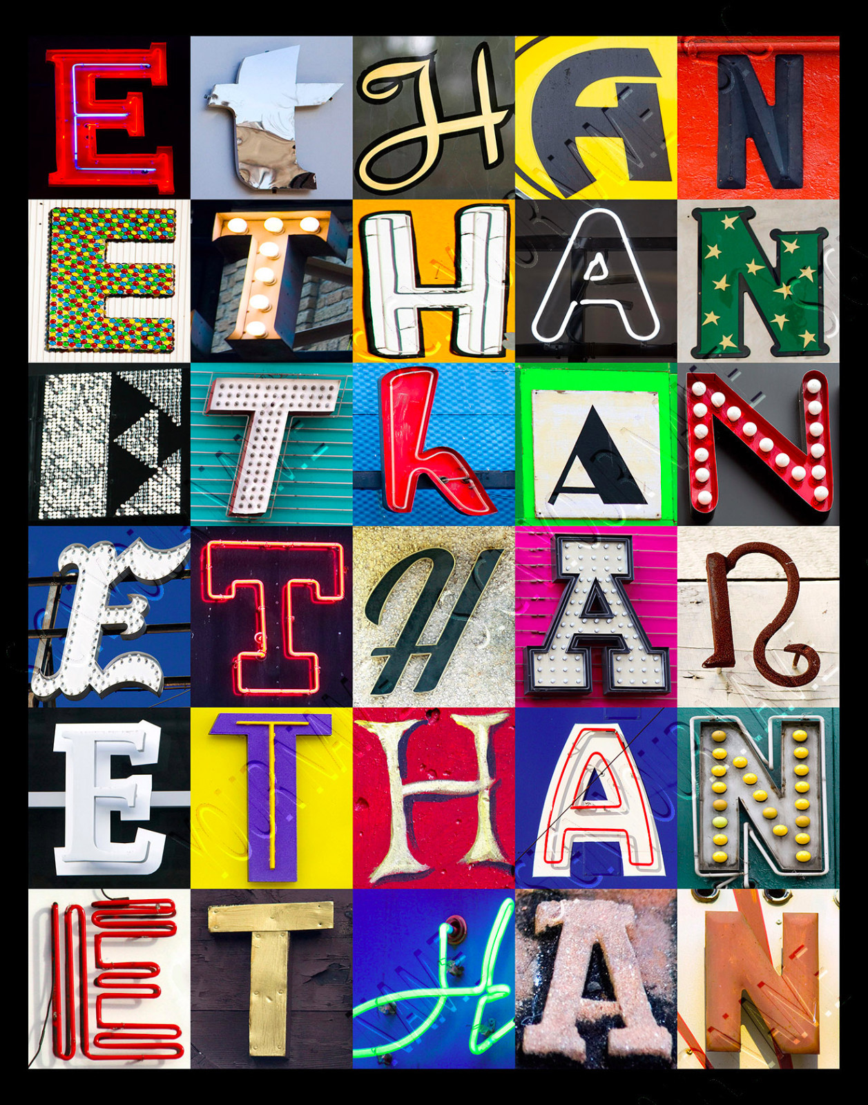 ETHAN Name Poster featuring photos of actual sign letters | eBay
