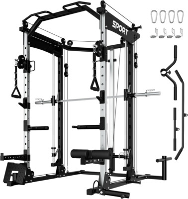 2200 Lbs Smith Machine Multi-Function Squat Rack with LAT-Pull Down ...