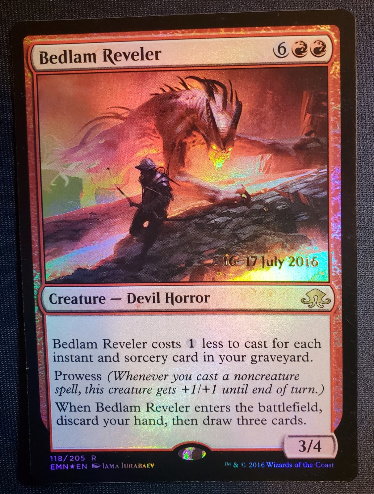 MTG - Bedlam Reveler - Foil - Prerelease Promo Card 118/205 - Eldritch ...