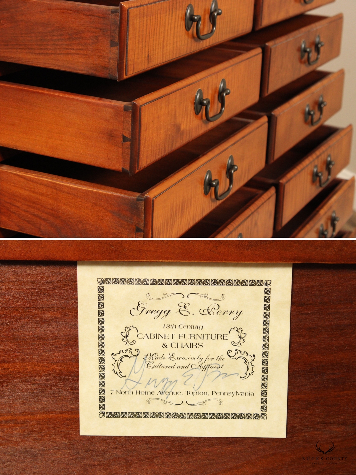 Gregg Perry Tiger Chippendale Style Maple Tall Chest | eBay