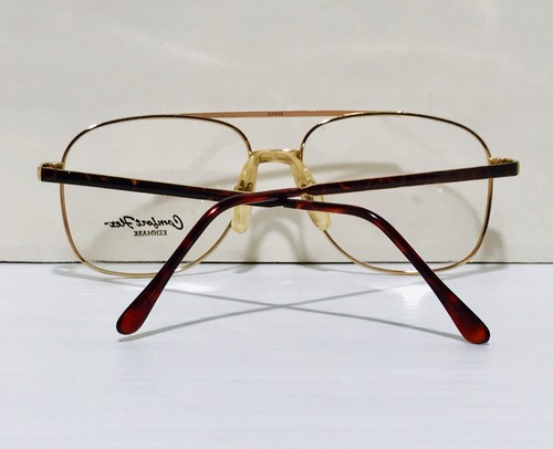 KENMARK FLEX 57mm SQUARE GOLD/AMBER METAL MEN'S EYEGLASSES OPHTHALMIC ...