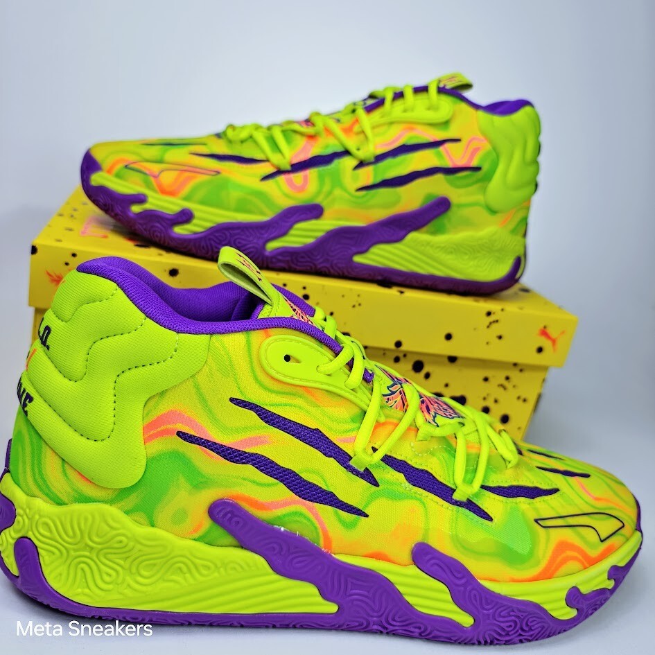 Puma MB.03 US 14 Men Yellow/Purple/Green Spark Basketball LaMelo Ball ...