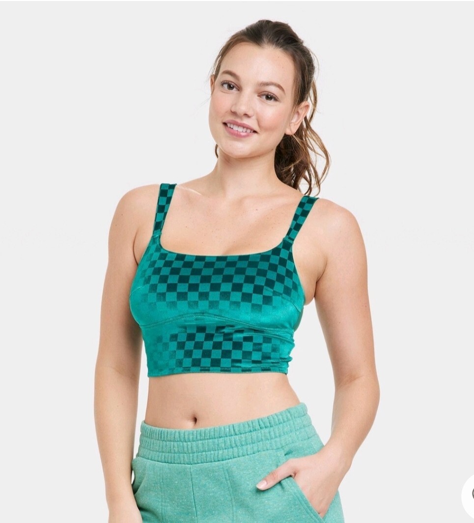 B New Colsie Women s Size XL Green Checkered Velvet Brami EBay b-new-colsie-women-s-size-xl-green-checkered-velvet-brami-ebay