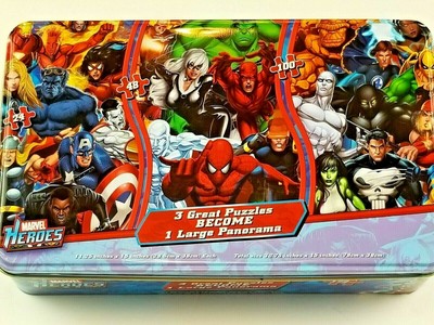 Marvel Heroes Panoramic 172 Piece Puzzle In Colorful Tin Can | eBay