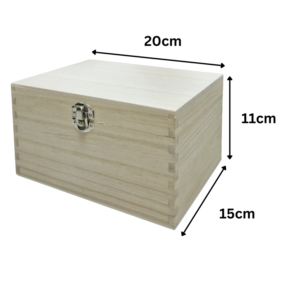 Plain Wooden Box Hinged Lid Memory Keepsake Storage Paint Decorate ...