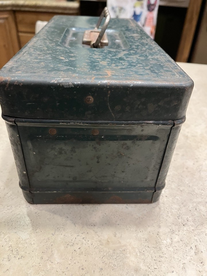 Vintage Climax Hamilton Metal Products Green Fishing Tackle Tool Box W ...