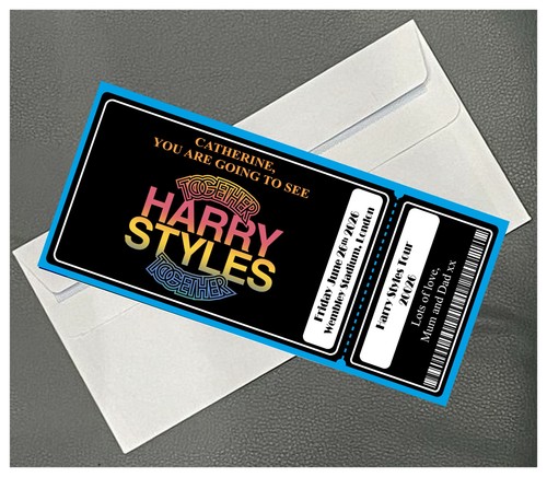 Harry Styles Concert Ticket Together Personalised Surprise Gift Reveal ...