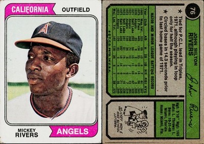 1974 Topps Baseball Card #76 Mickey Rivers | eBay