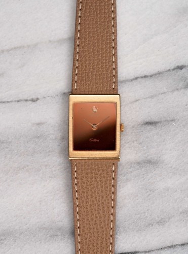 Vintage Rolex Cellini 70s 18K Yellow Gold Tank Manual Wind Pink Mirror ...