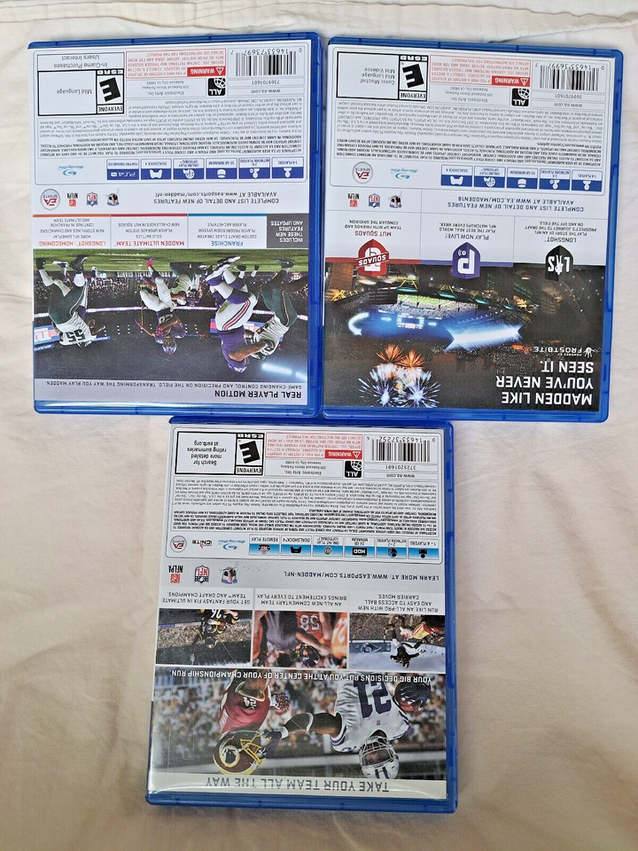 PS4 Playstation Lot of 3 Madden 17 18 19 NFL Football Video Games Rated ...