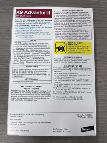 K9 Advantix II Flea and Tick Treatment For Medium Dogs Care 11-20 lbs,6 Doses | eBay