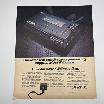 Sony Walkman Pro 1982 Vtg Print Ad 10.5"x12.25" retro electronics ...