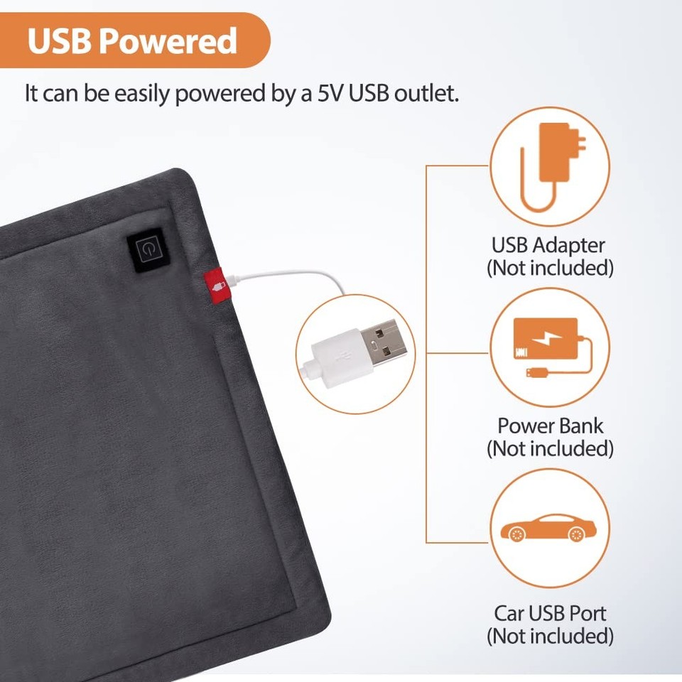 USB Small Heating Pad 5V Portable Heated Travel Blanket Pads USB Plug ...
