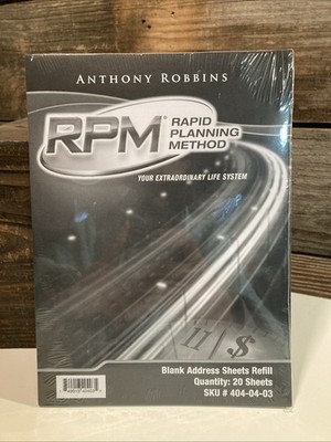 Anthony Tony Robbins Rapid Planning Method RPM Refill Sheets Address ...