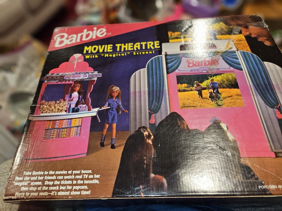 New 1995 BARBIE Vintage MOVIE THEATRE with Magical Screen Missing~ One ...
