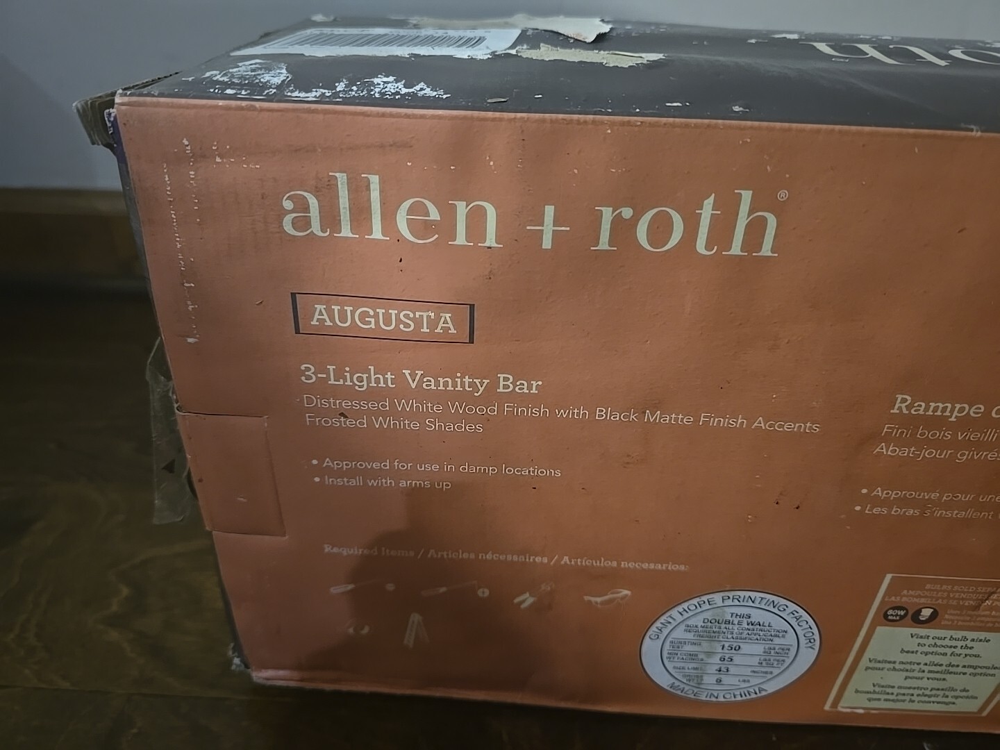 allen + roth Augusta 10.375-in 3-Light Matte Black LED Coastal Vanity ...