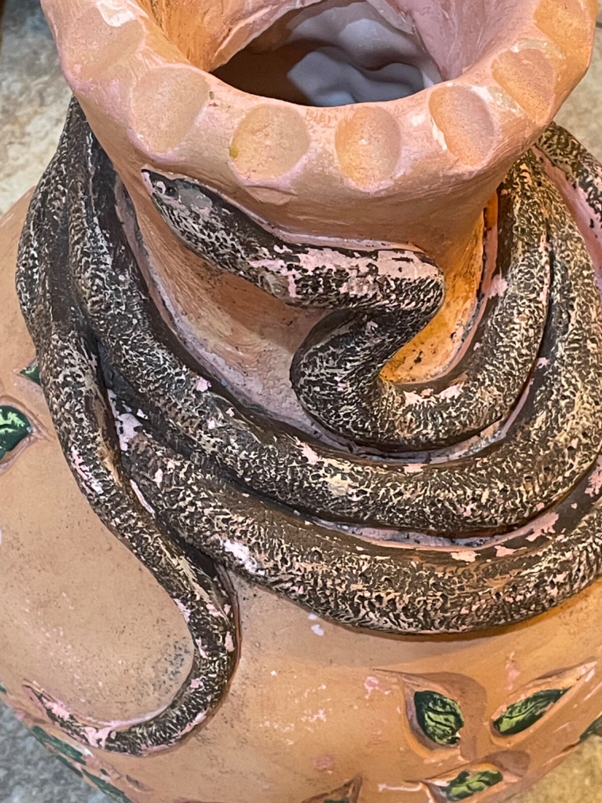 Vintage Large Native American Pottery Snake Pot Vase Signed Comanche 19 ...