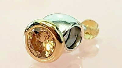 PANDORA | 14K GOLD SS BUTTERCUP CITRINE DANGLE CHARM NEW 790391CCZ ...