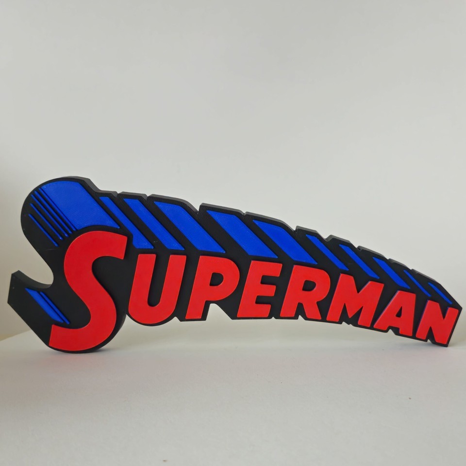 Superman 3D printed Logo Stand | Collectible | Shelf Desk Art Display ...