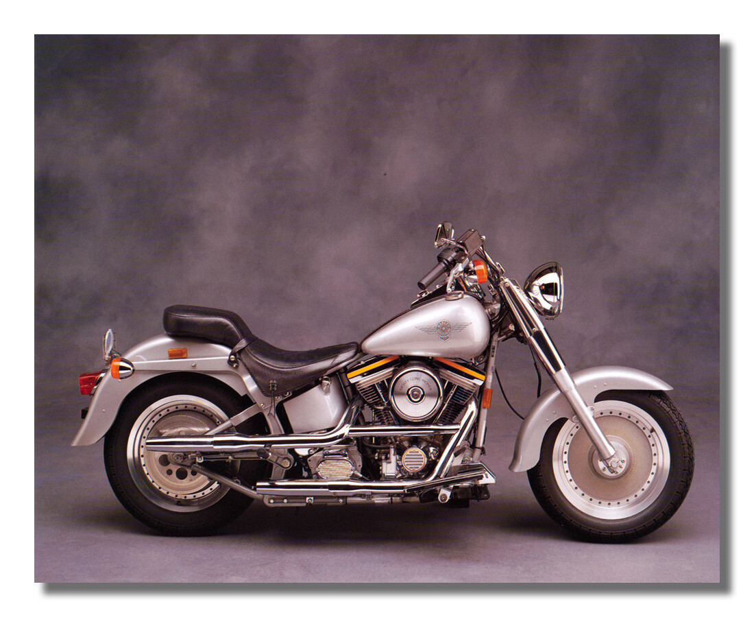 Silver Harley Davidson Fatboy Motorcycle Photo Wall Picture 8x10 Art ...