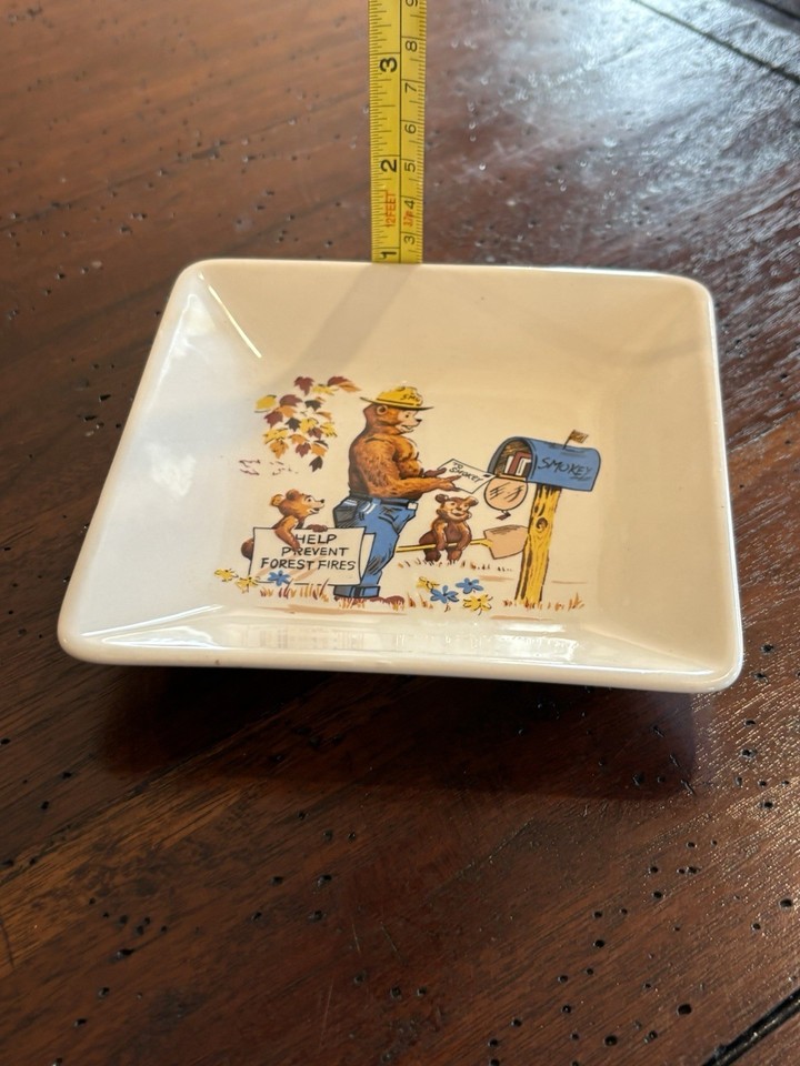 Vintage Unique SMOKEY BEAR 5x5 Trinket Dish Mailbox HELP PREVENT FOREST ...
