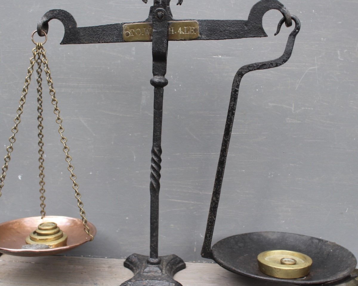 Antique Balance Scales With Weights