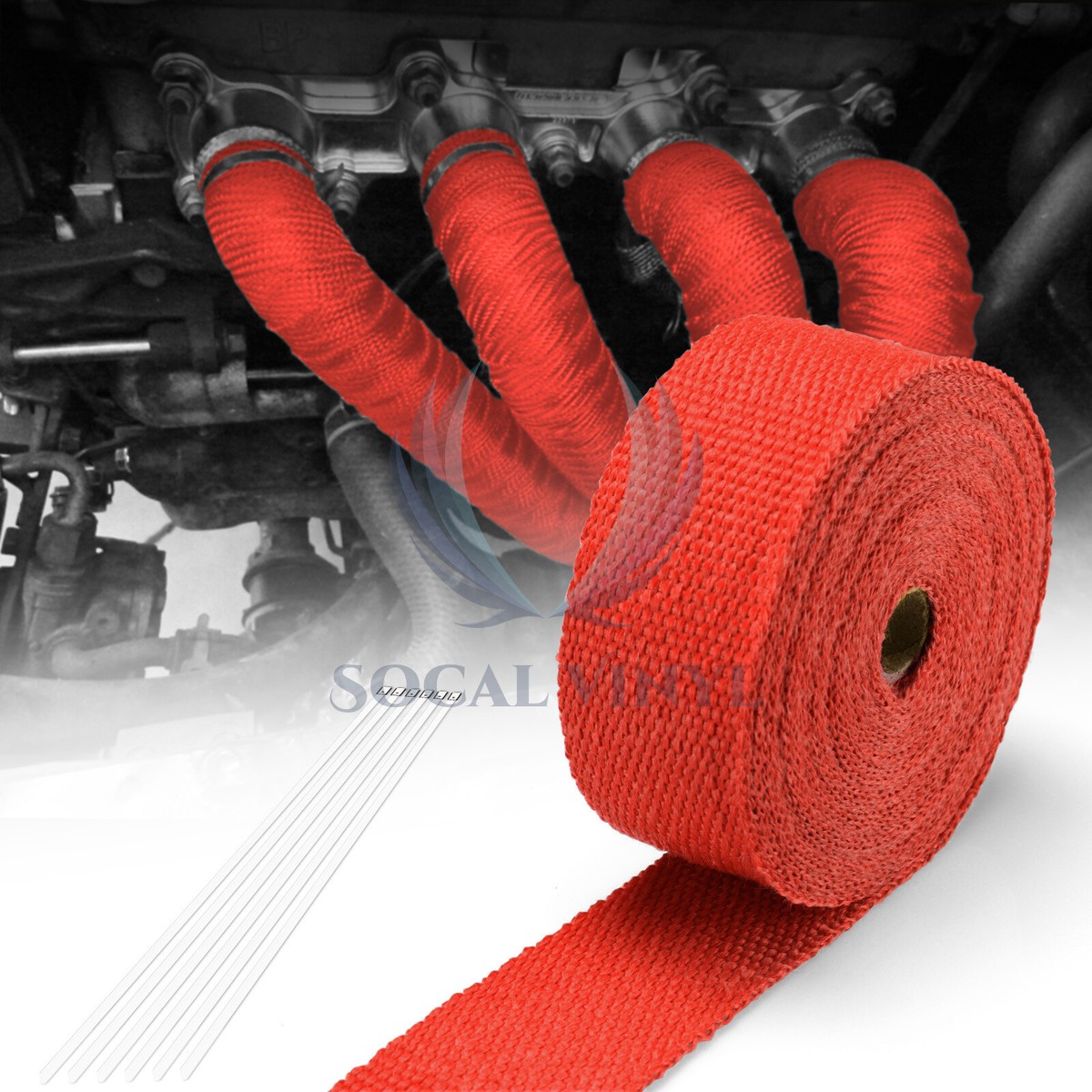Red Exhaust Wrap Motorcycle Stainless Steel Collars For Exhaust Wrap