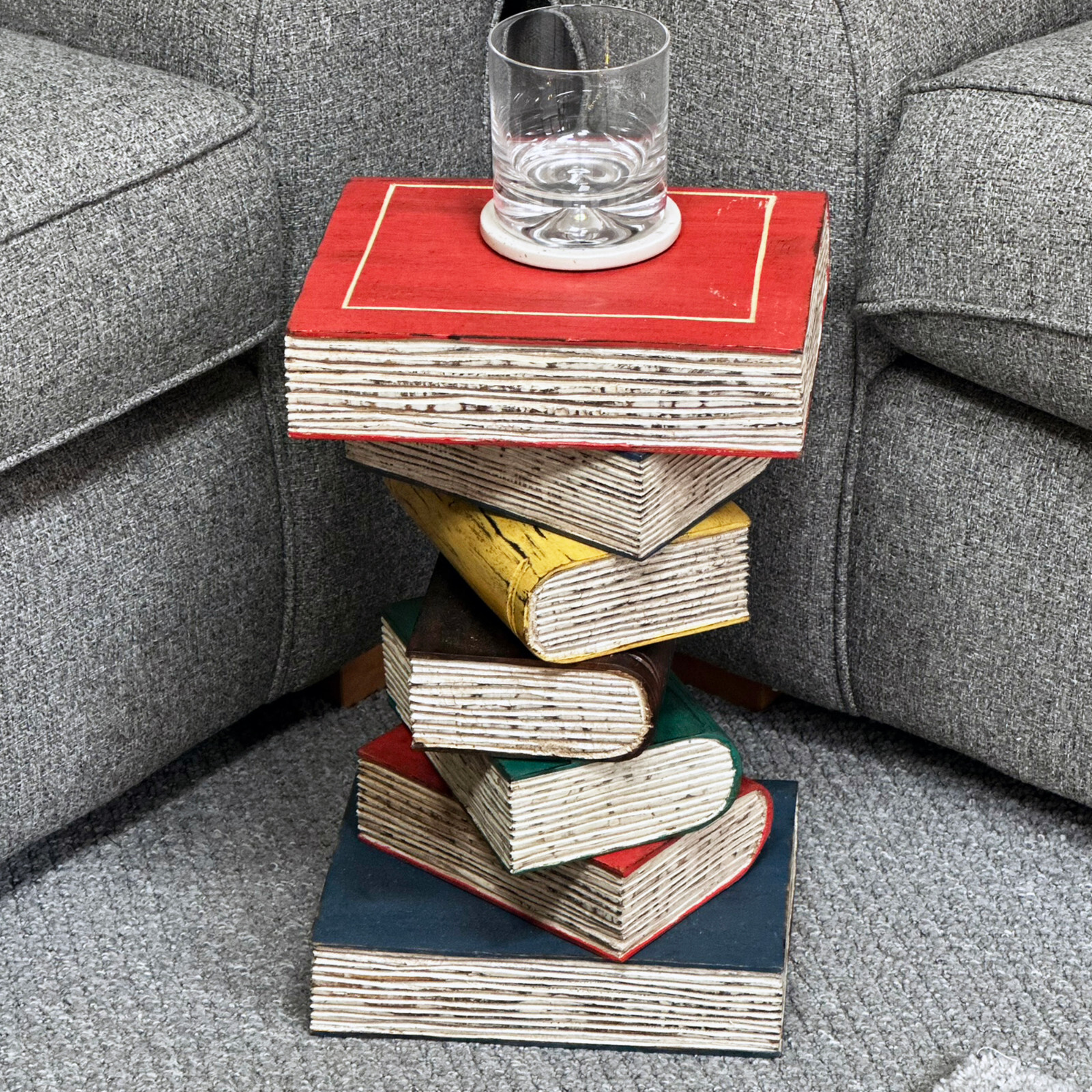 Coloured Book Stack Table Hand Carved Solid Wood Side End Coffee Stand Furniture | eBay