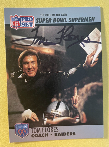 SIGNED TOM FLORES 1990 PRO SET SUPER BOWL SUPERMEN FOOTBALL CARD ...