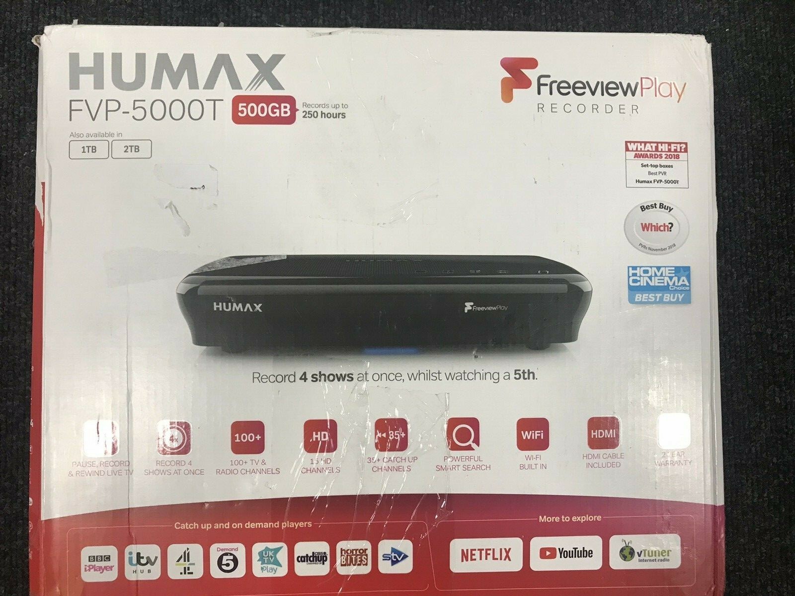 HUMAX FVP-5000T Freeview Play HD TV Recorder 500GB - Black for sale ...