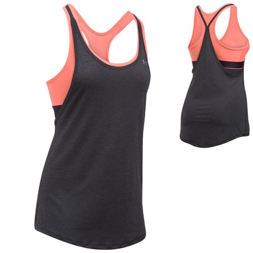 Under Armour UA HeatGear 2-in-1 Women’s Tank Top XS Small Gray Running ...
