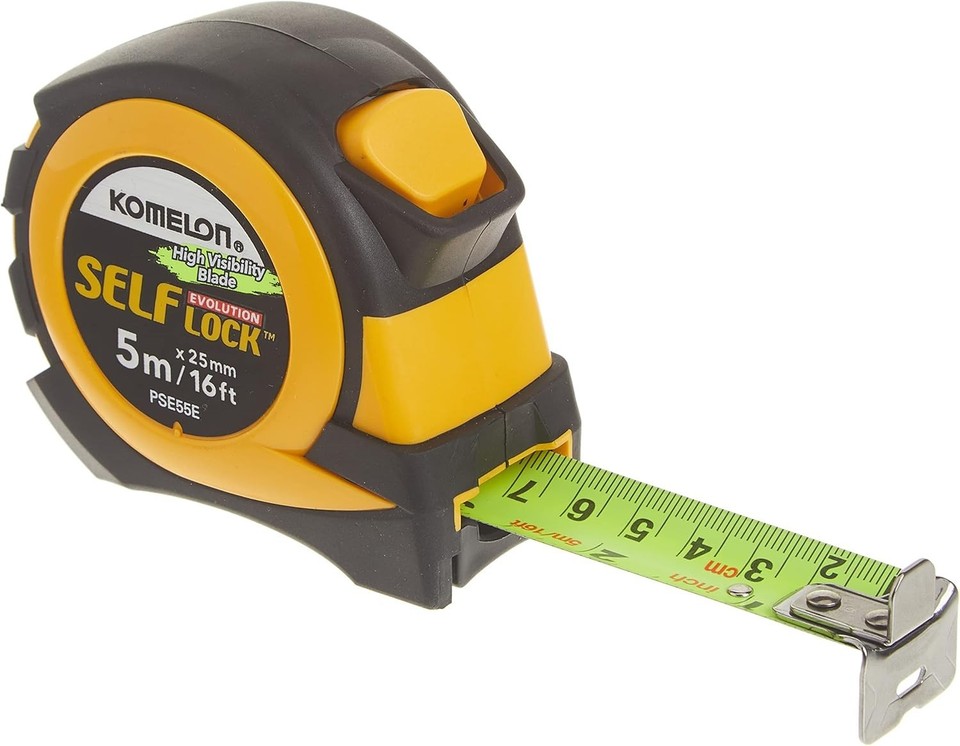 High-Visibility 5M Self-Lock Measuring Tool - Yellow/Black Alloy Steel ...