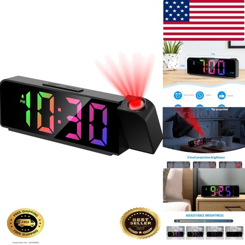 Projection Alarm Clock for Bedrooms, 7.9" Large LED Display Alarm Clock ...