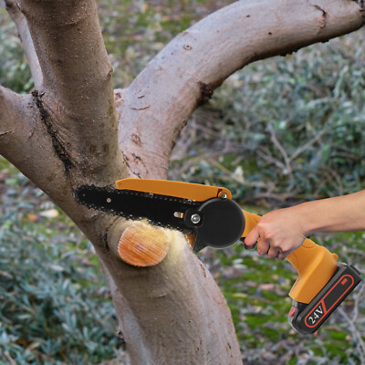 6" Mini Handheld Electric Chainsaw Cordless Chain Saw Wood Tree Branch ...