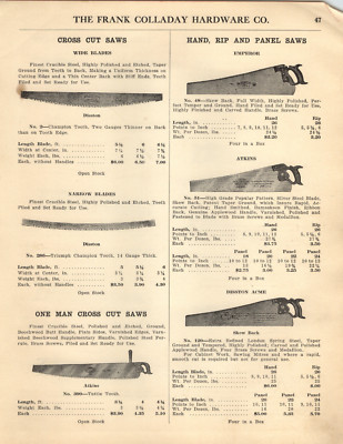 1930's PAPER AD Disston Acme Skew Back Hand Rip Panel Saw Emperor | eBay