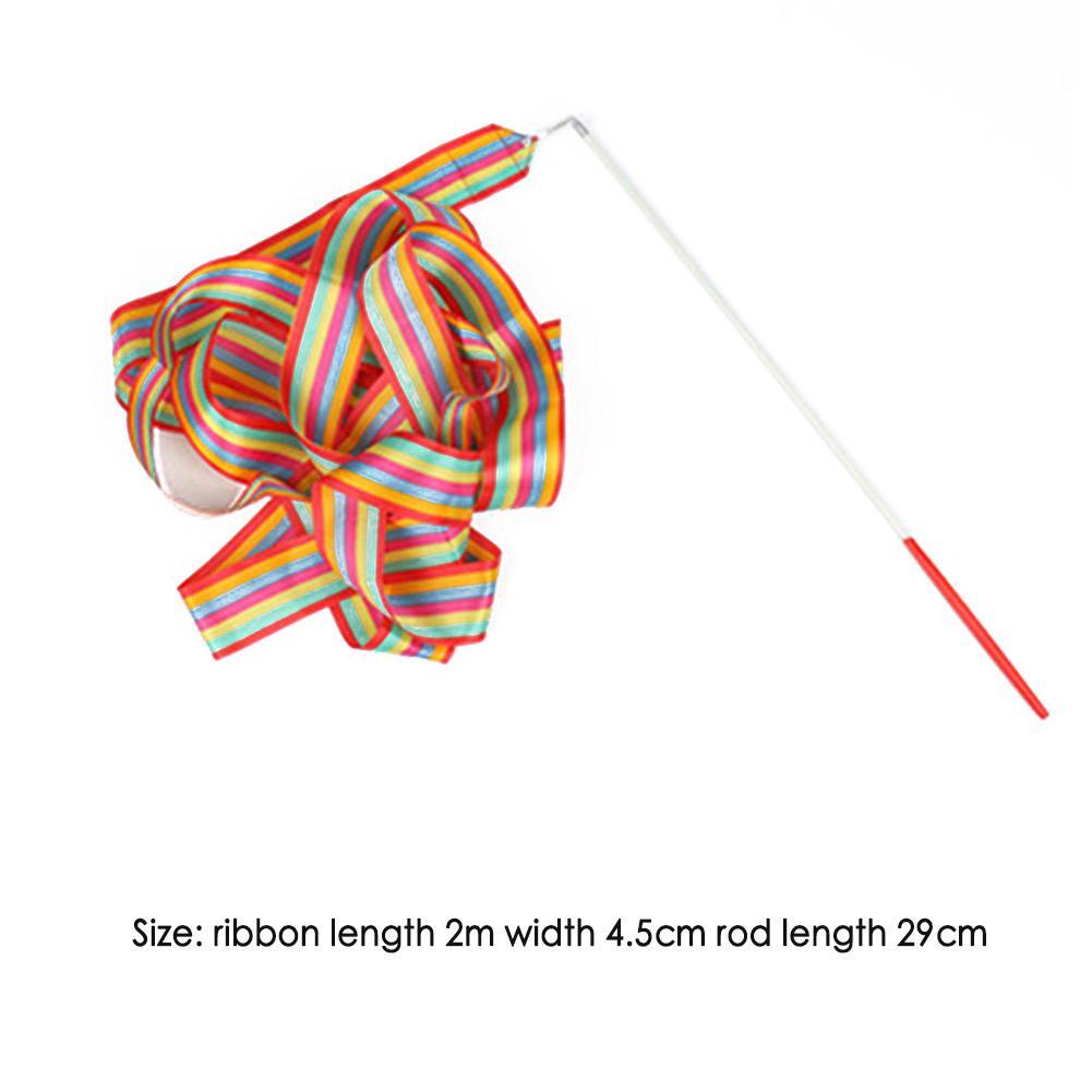 2m Gym Dance Ribbons Training Rainbow Stick Art Ballet Streamer for Kid ...