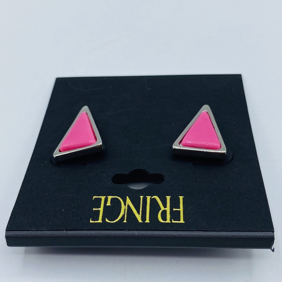 Fringe Brand Pink Silver Tone Triangle Stud Earrings New | eBay