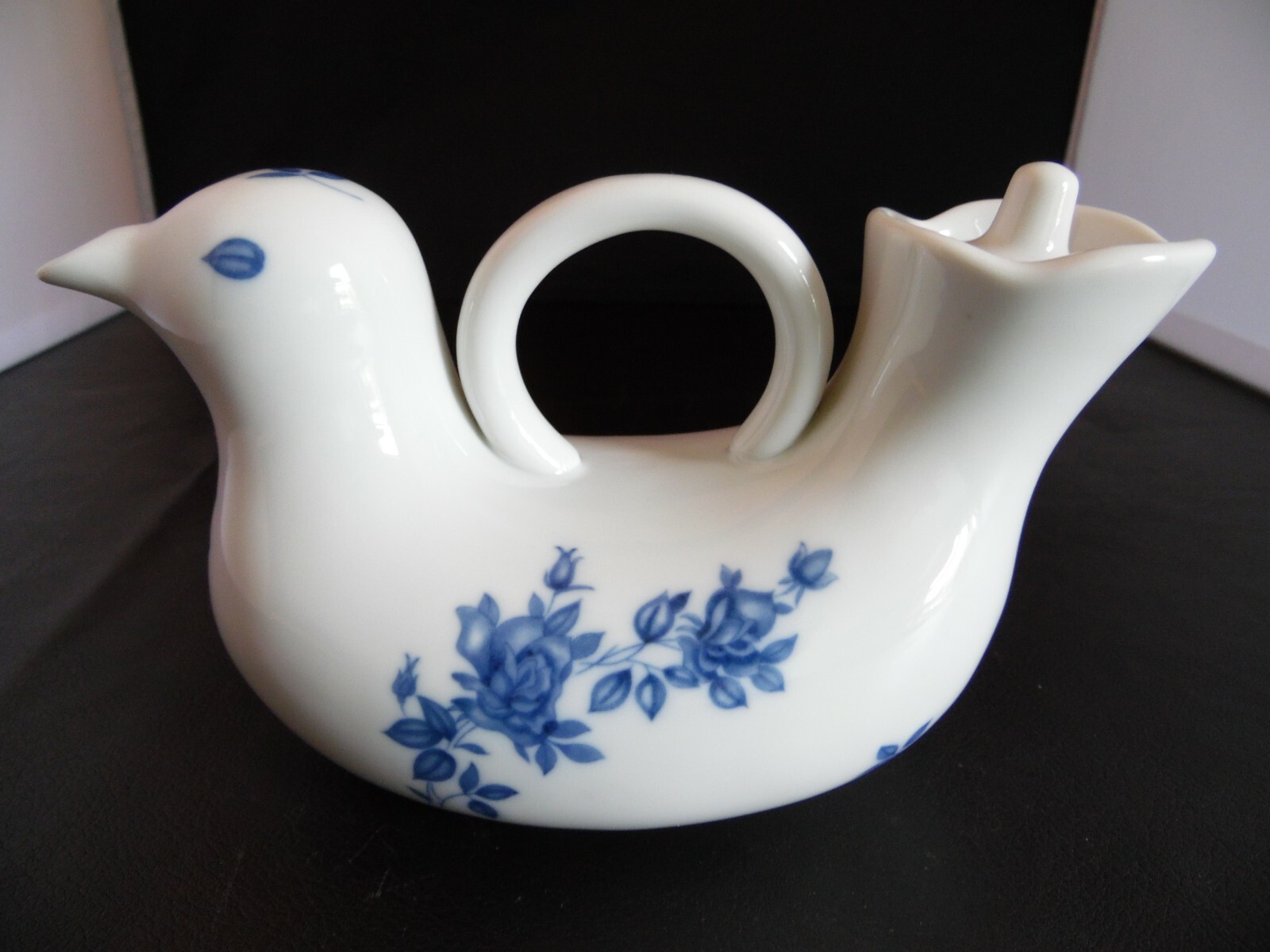 Bird Blue Flower Vintage Japan Pier 1? Teapot Pitcher Unique Shape with ...