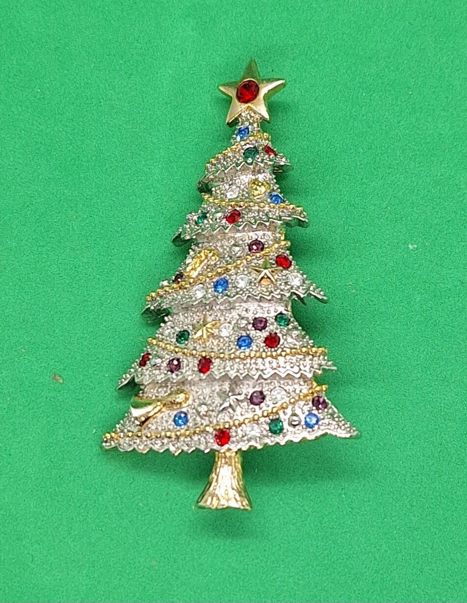 Vintage Christmas Tree Brooch, Unbranded - Gem