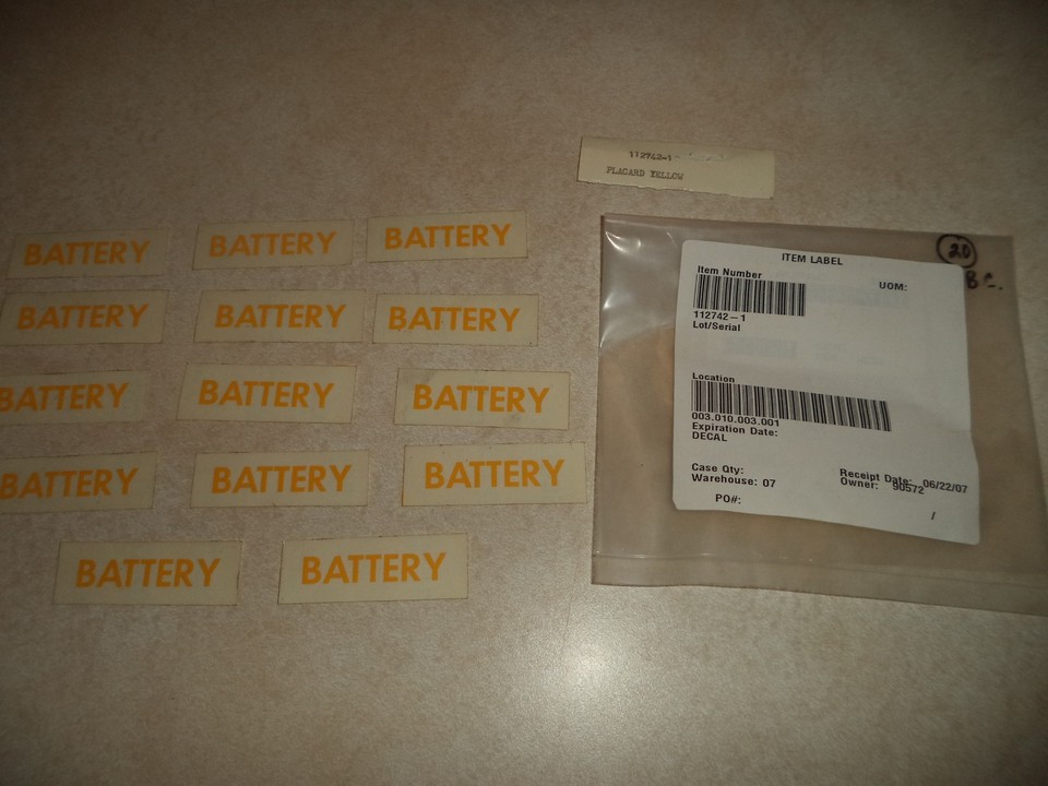 Battery Decals Yellow 112742-1 | eBay