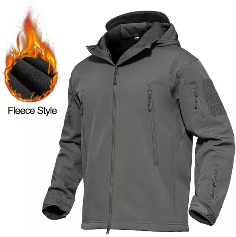 Men Waterproof Tactical Soft Shell Jacket Coat Fleece Lined Zip Up ...