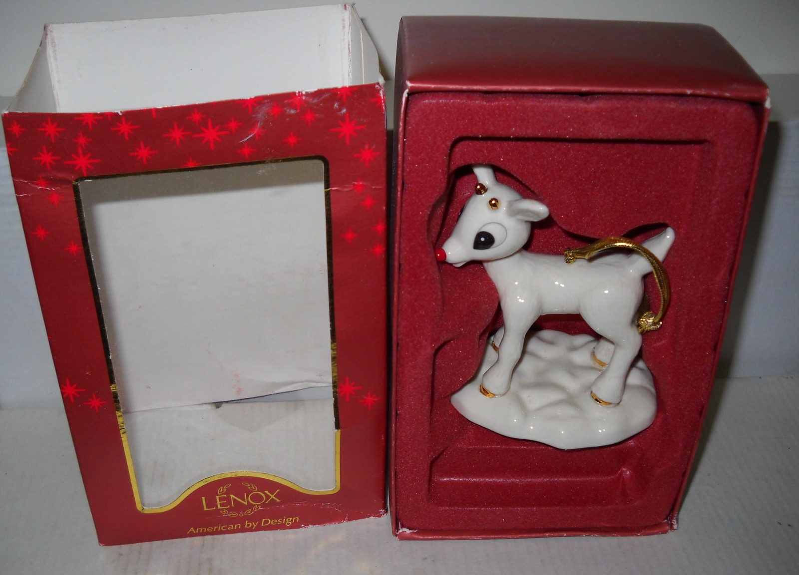 #1740 LENOX Rudolph's Shiny Nose Porcelain Ornament (SEE DESCRIPTION ...