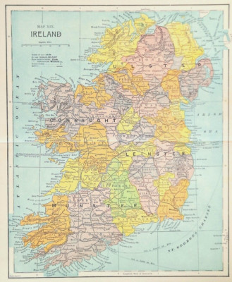 IRELAND Antique Map Engraved 1885 - Fisk & Co. - Center Fold- Map XIX ...