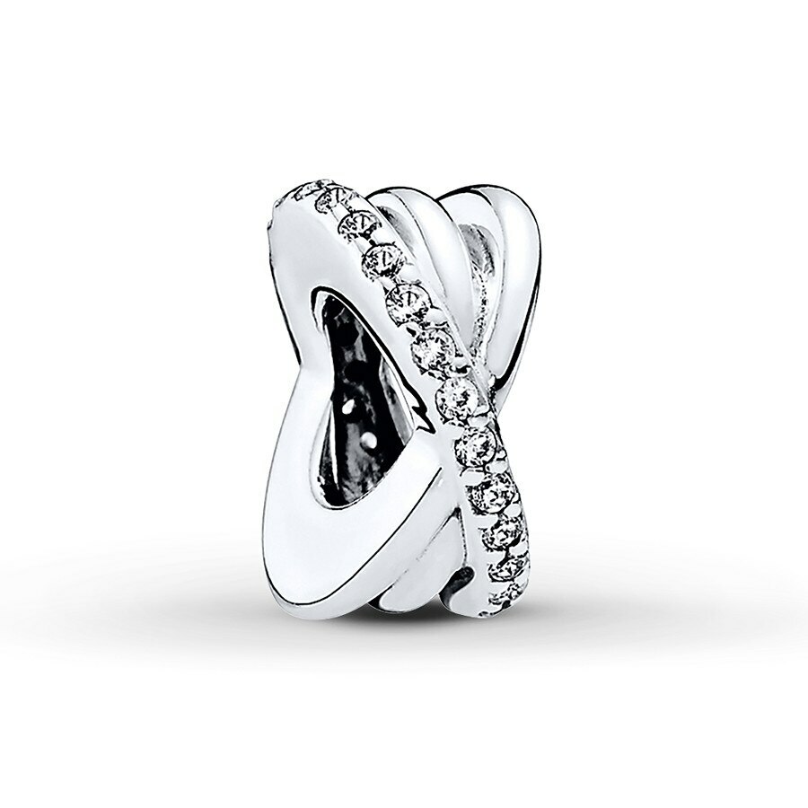 PANDORA Sparkling & Polished Lines Spacer Charm 791994CZ | eBay