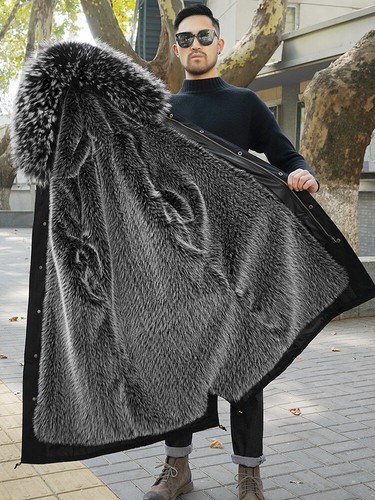 Men's Parka Full Mink Liner Mid-length Fox Fur One-piece Coat Fur ...
