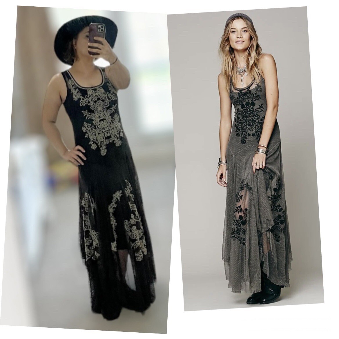 Biya Johnny Was Maxi Dress Mesh Embroidered Boho Eque… - Gem