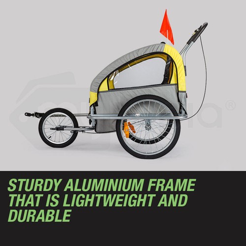Kids Bike Trailer Bicycle Pram Stroller Children Jogger Yellow Tag ...