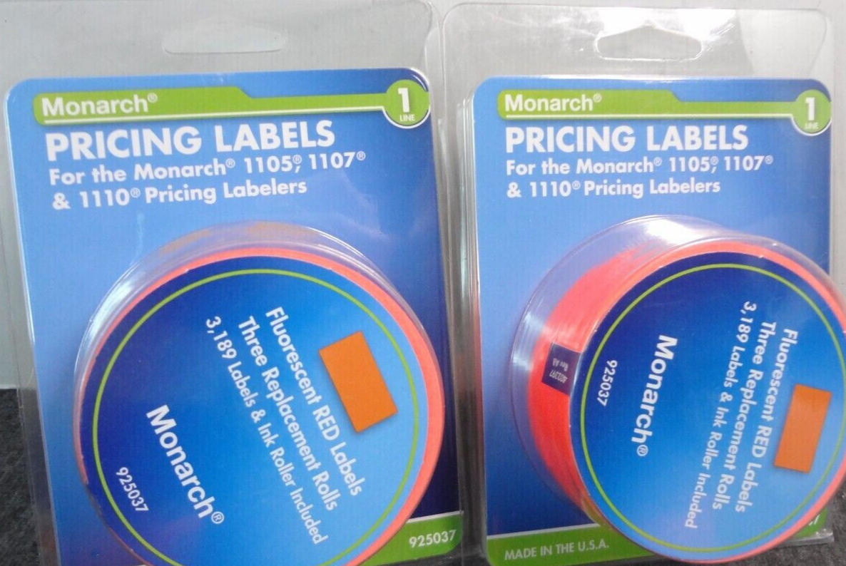 6 Rolls 2 Ink Rollers Monarch Pricing Labels 1105/07/10 925037 ...