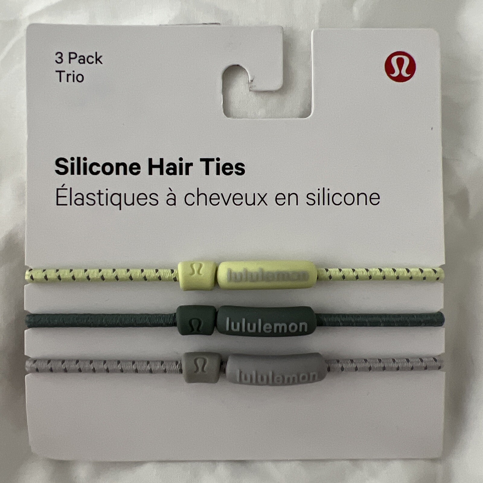 Lululemon Silicone Hair Ties 3 Pack NWT Trio CPNG/TIDT/CHRM Yellow ...